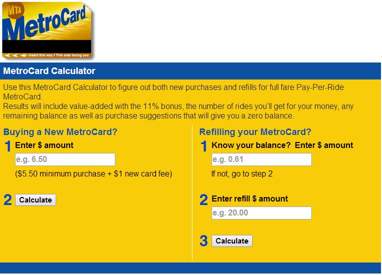 MetroCard Calculator Allows You to Calculate H - SubwayStats